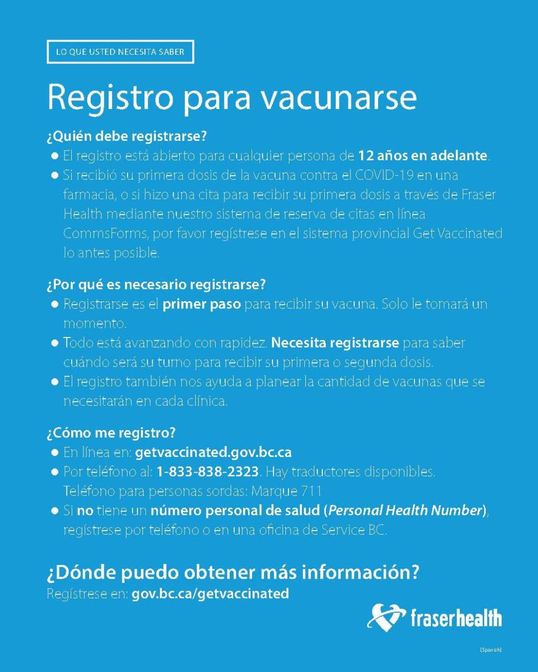 COVID-19 resources in Spanish - Fraser Health Authority